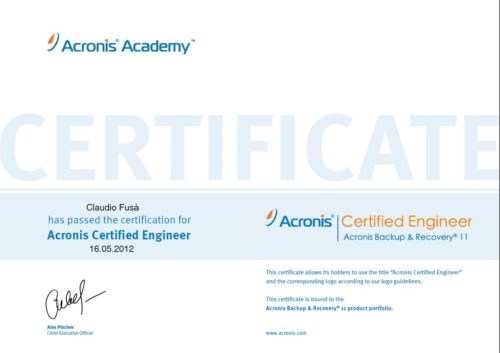 Certificazione Acronis Certified Engineer - Puntosys